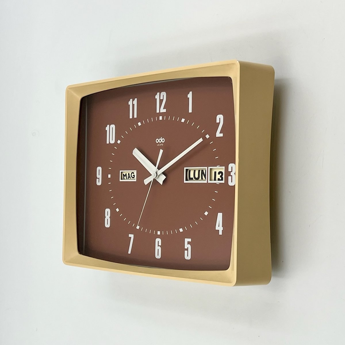 Vintage Clock with Flip Calendar from Odo, France, 1970s for sale at Pamono