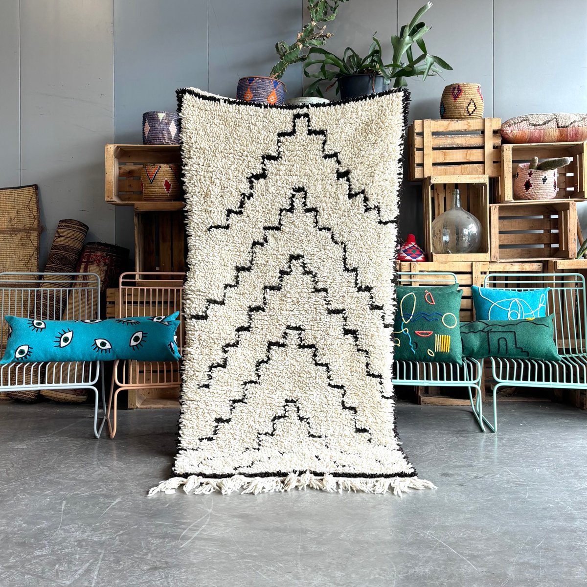 Traditional Moroccan Berber Beni Ourain Wool Rug, 1990s for sale at Pamono