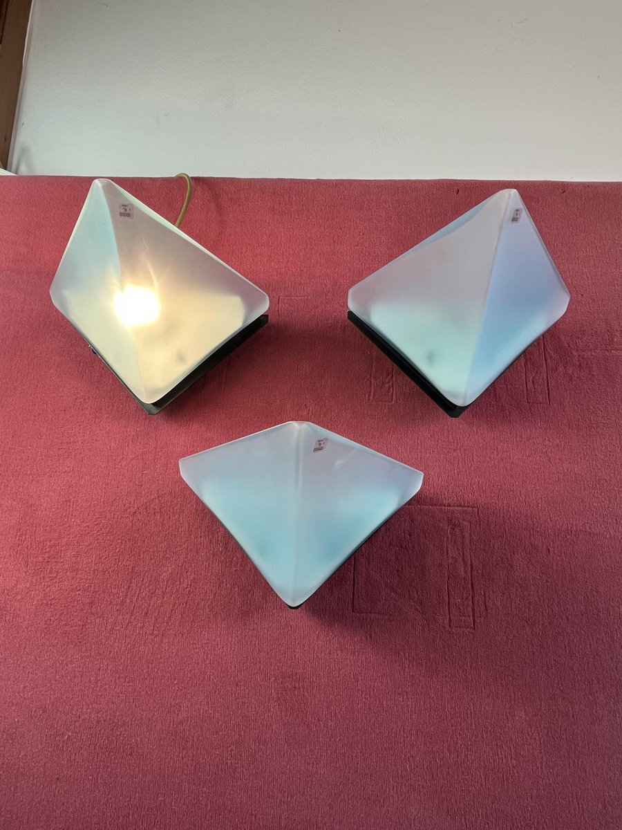 Vintage Italian Triangular Wall Lamps from Vetri Murano, 1970s, Set of ...