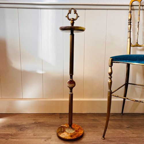 Vintage Standing Ashtray in Brass and Marble Floor Cigarette Stand for ...