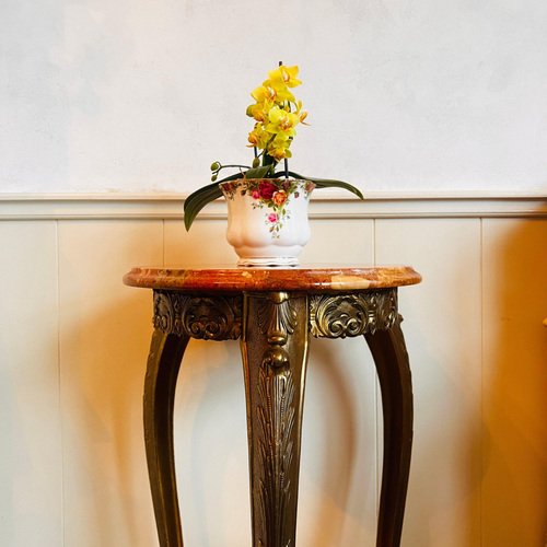 Vintage Hollywood Regency Rosso Verona Marble Tall Table for sale at Pamono