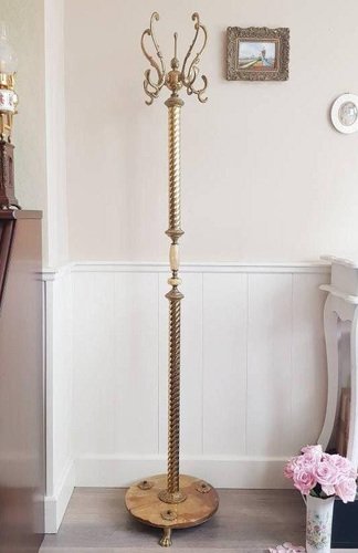 Vintage Standing Coat Rack in Brass for sale at Pamono