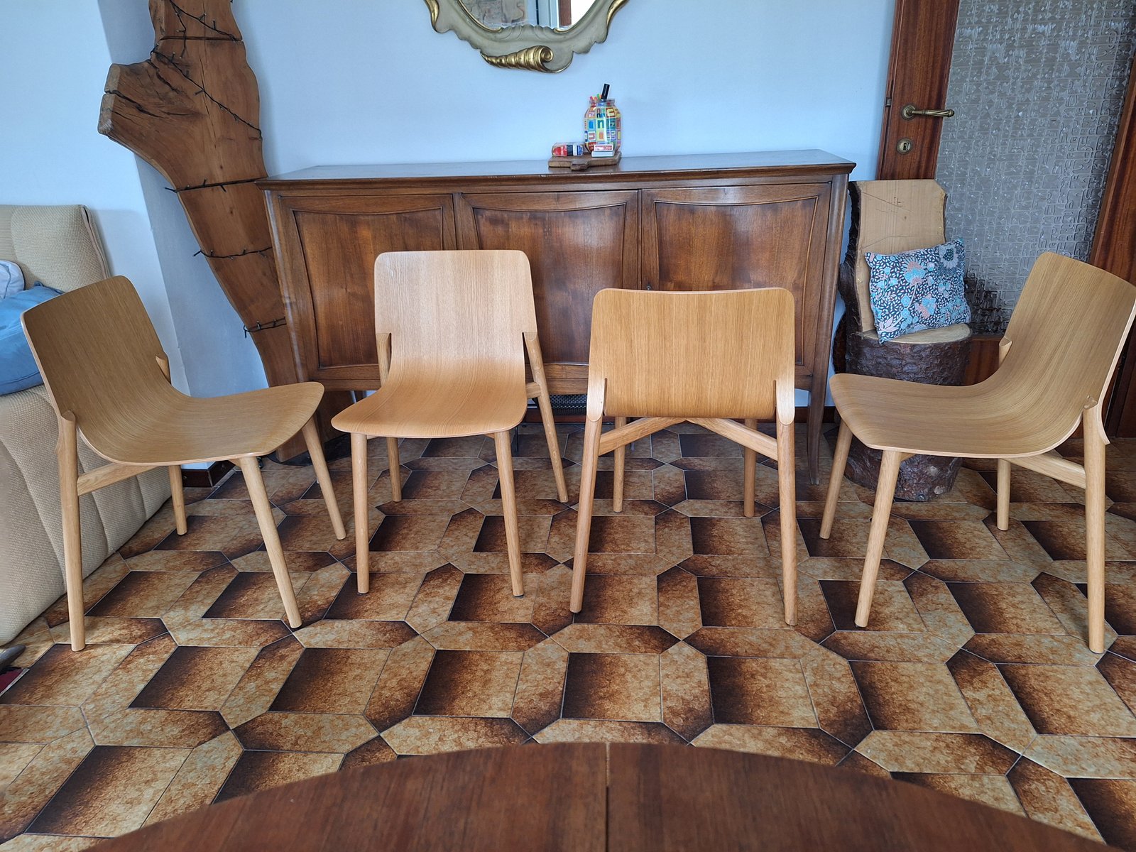 Vintage Kayak Chairs in Oak by Patrick Norguet for Alias, 1990s, Set of ...