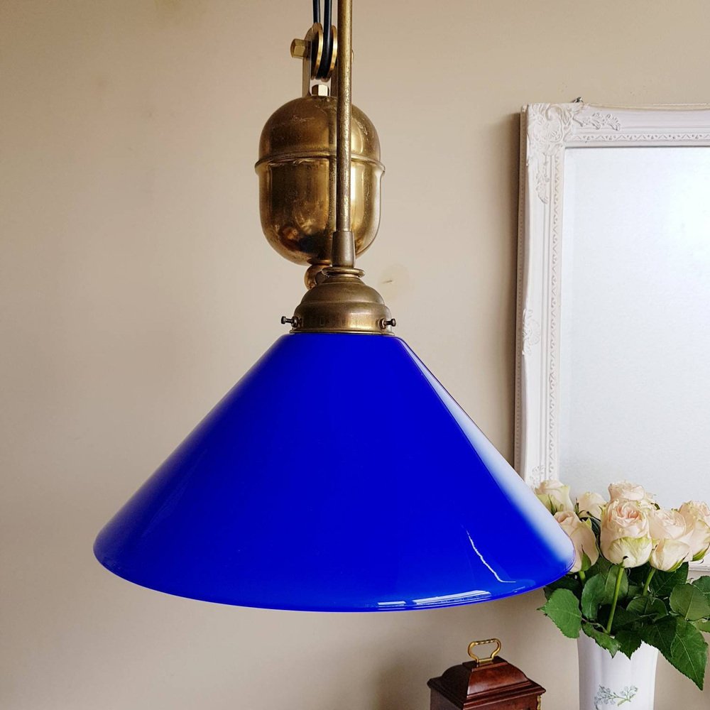 Vintage Blue Pendant Light, 1960s for sale at Pamono