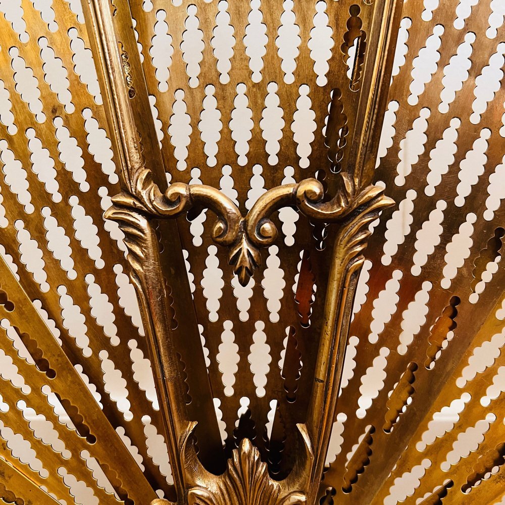 Vintage French Brass Fan Firescreen for sale at Pamono