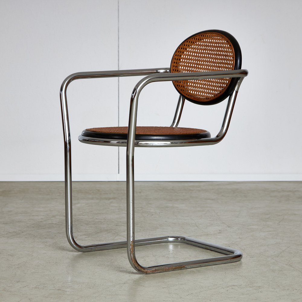 Tubular Chrome and Cane Chair for sale at Pamono