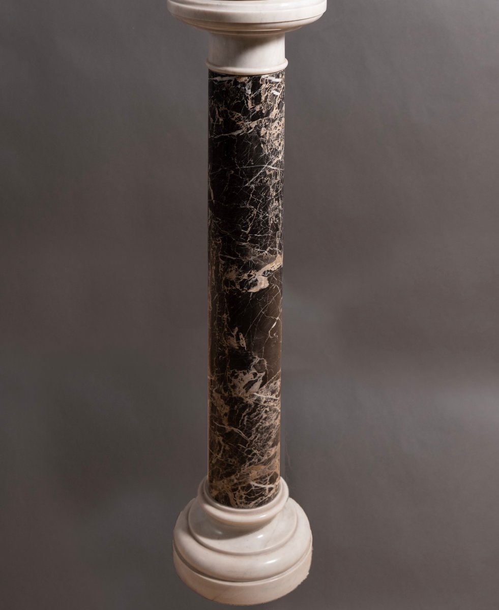 Empire Italian Black and White Marble Column for sale at Pamono