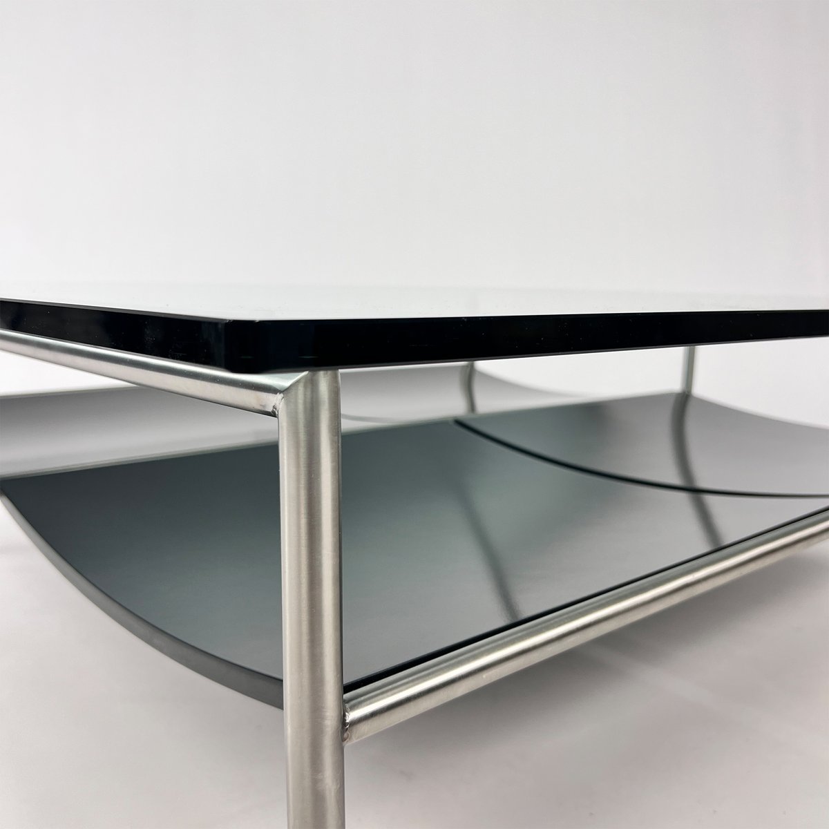 Postmodern Glass and Steel Coffee Table attributed to Metaform, 1990s ...