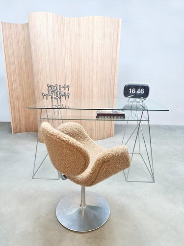 Vintage Glass Office Desk, 1980s for sale at Pamono