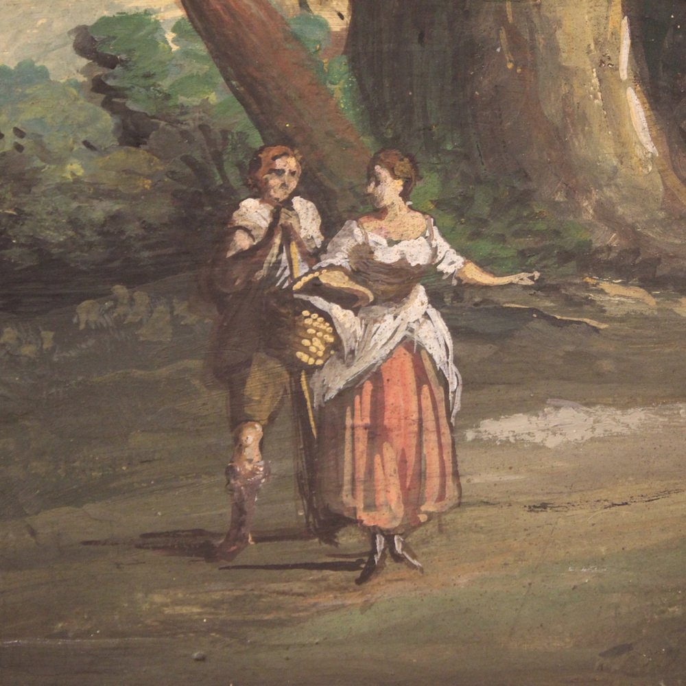 Large Landscape, Tempera on Paper, 1780, Framed for sale at Pamono
