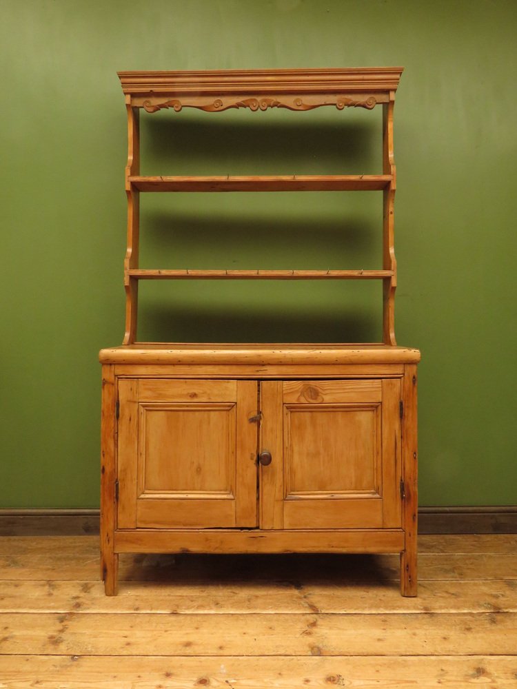 Victorian Pine Kitchen Dresser with Open Plate Rack for sale at Pamono