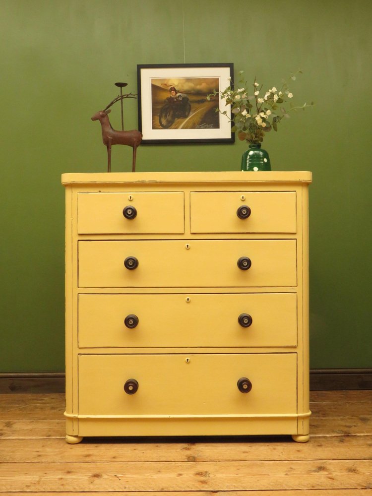 Large Antique Yellow Chest of Drawers for sale at Pamono