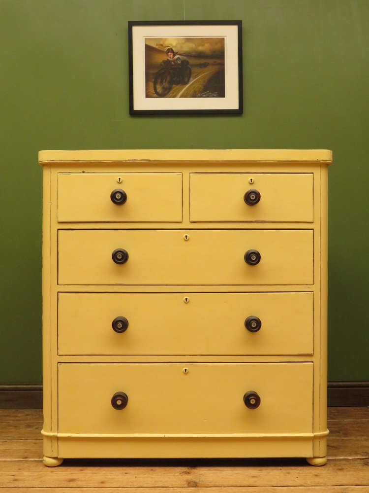 Large Antique Yellow Chest of Drawers for sale at Pamono