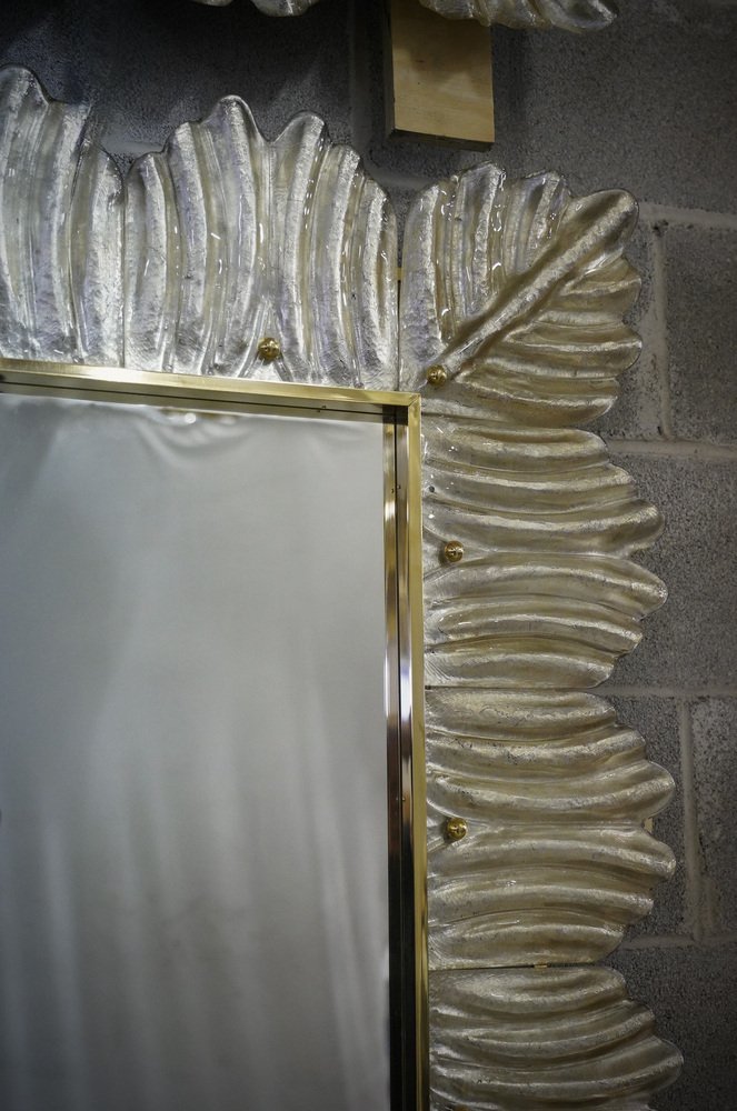 Mid-Century Murano Silver Color Glass and Brass Wall Mirror for sale at ...