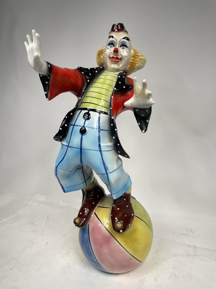 Clown on Ball Statue in Ceramic, 1950s for sale at Pamono