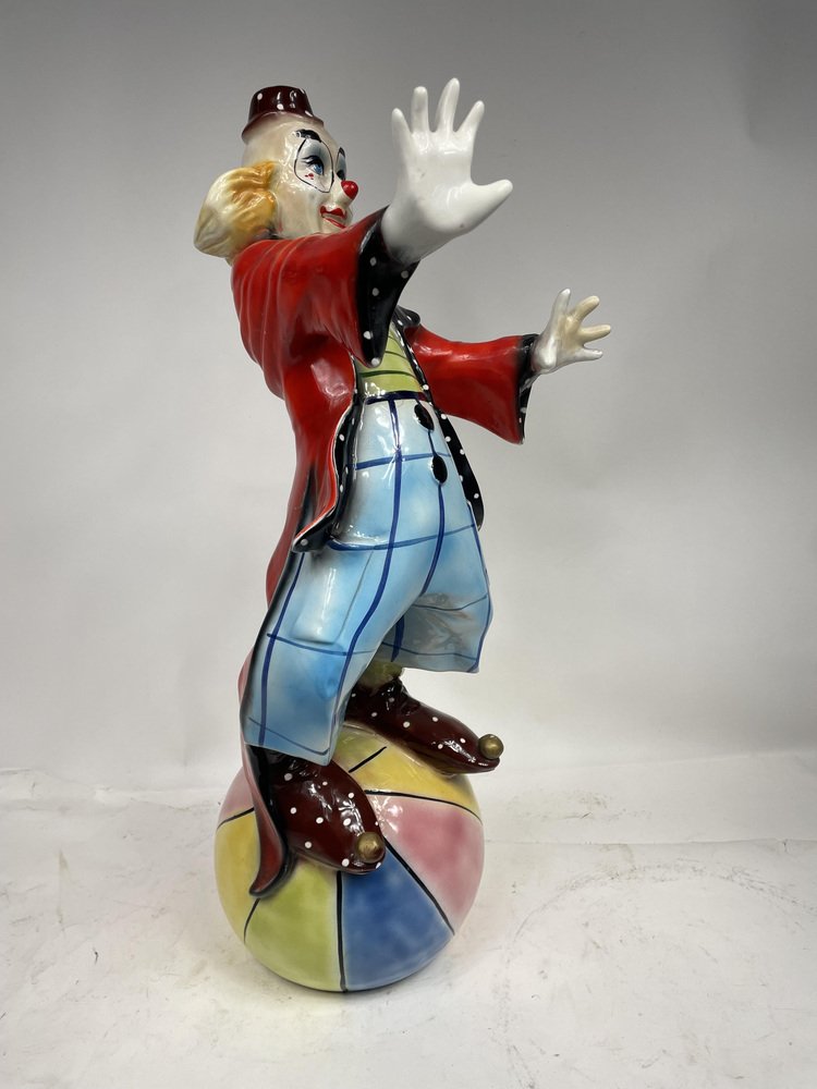 Clown on Ball Statue in Ceramic, 1950s for sale at Pamono