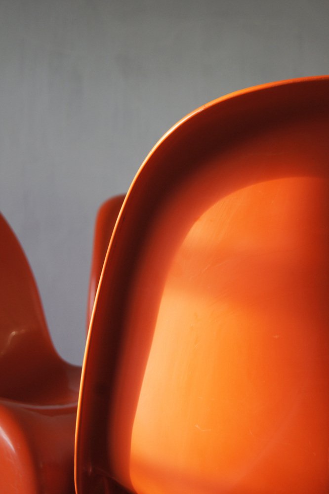 Orange Panton Chairs by Verner Panton for Herman Miller, 1970s, Set of ...