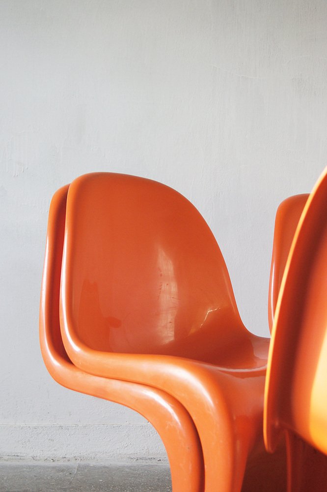 Orange Panton Chairs by Verner Panton for Herman Miller, 1970s, Set of ...