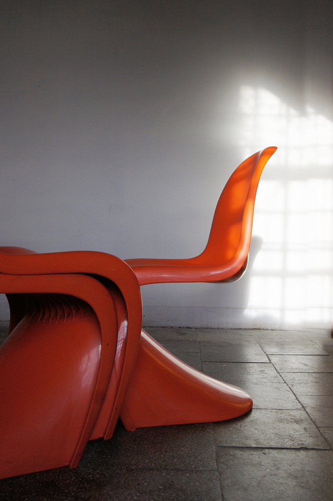 Orange Panton Chairs by Verner Panton for Herman Miller, 1970s, Set of ...