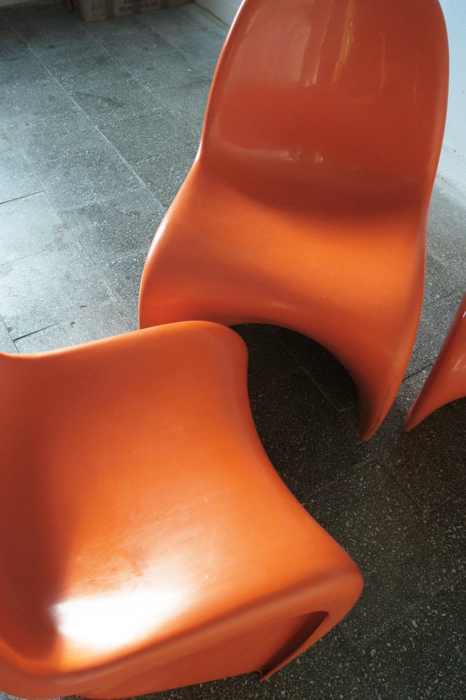 Orange Panton Chairs by Verner Panton for Herman Miller, 1970s, Set of ...