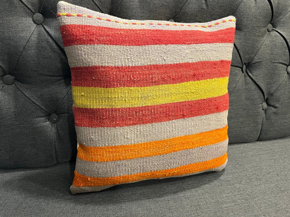 Handmade Stripe Multicolor Cushion for sale at Pamono