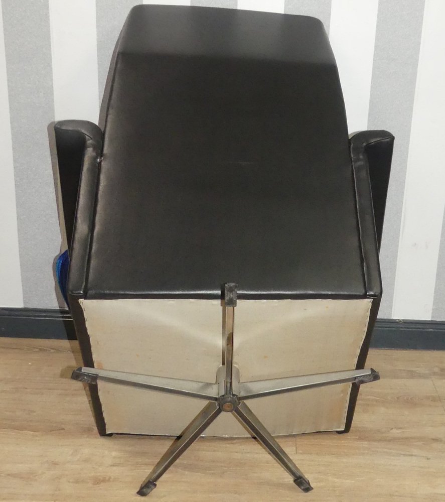 Set of Skai Leather Lounge Chair & Stool, 1960s for sale at Pamono