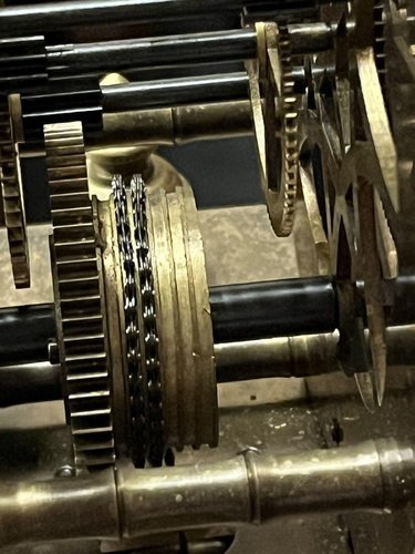 Industrial Chain Driven Skeleton Clock for sale at Pamono