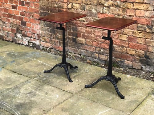 Edwardian Industrial Metal Machinist Tables with Wooden Tops, Set of 2 ...