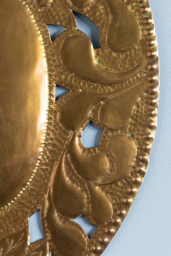 Oval Brass Repoussé Sconce, Early 20th Century for sale at Pamono