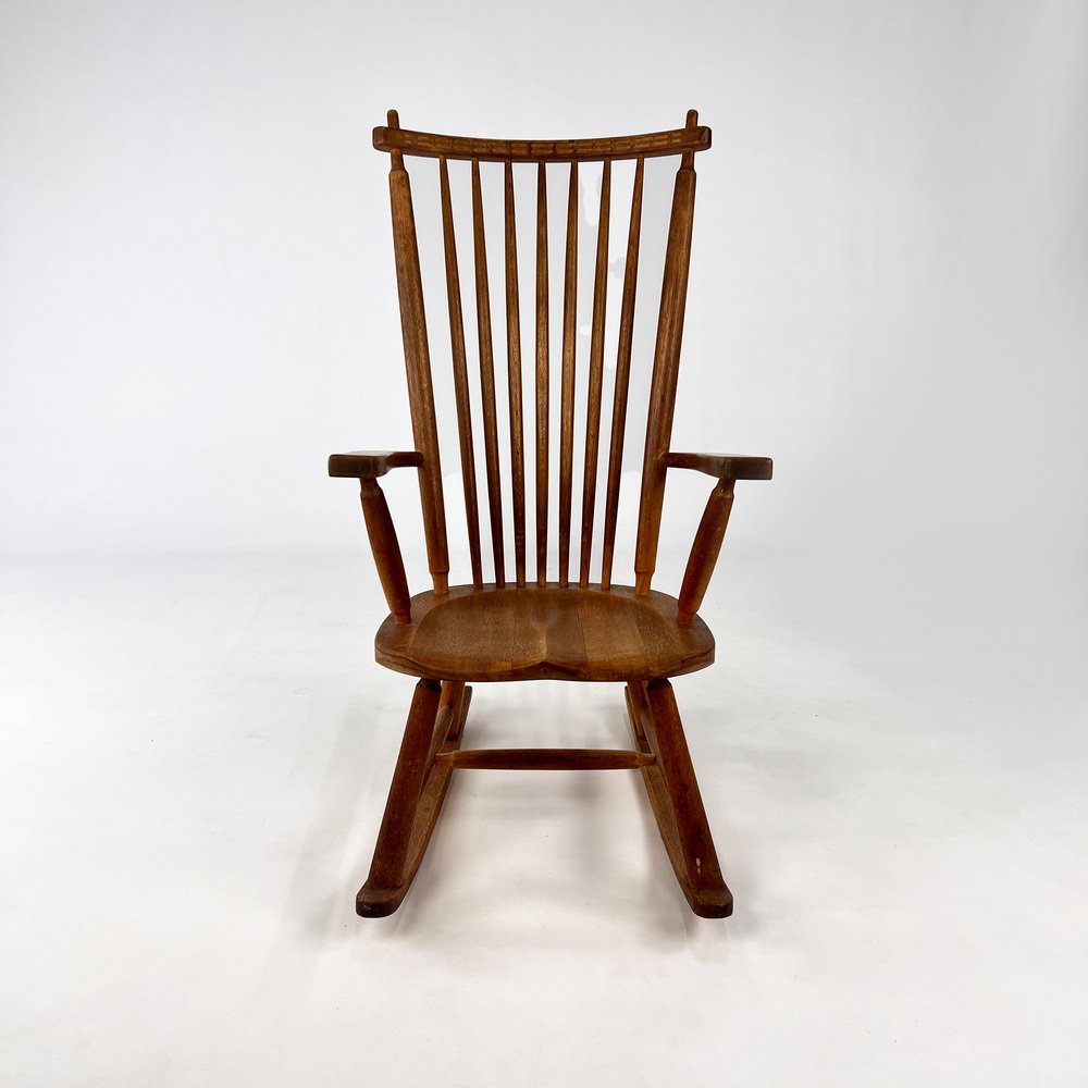 Mid-Century Massive Oak Rocking Chair, 1960s for sale at Pamono