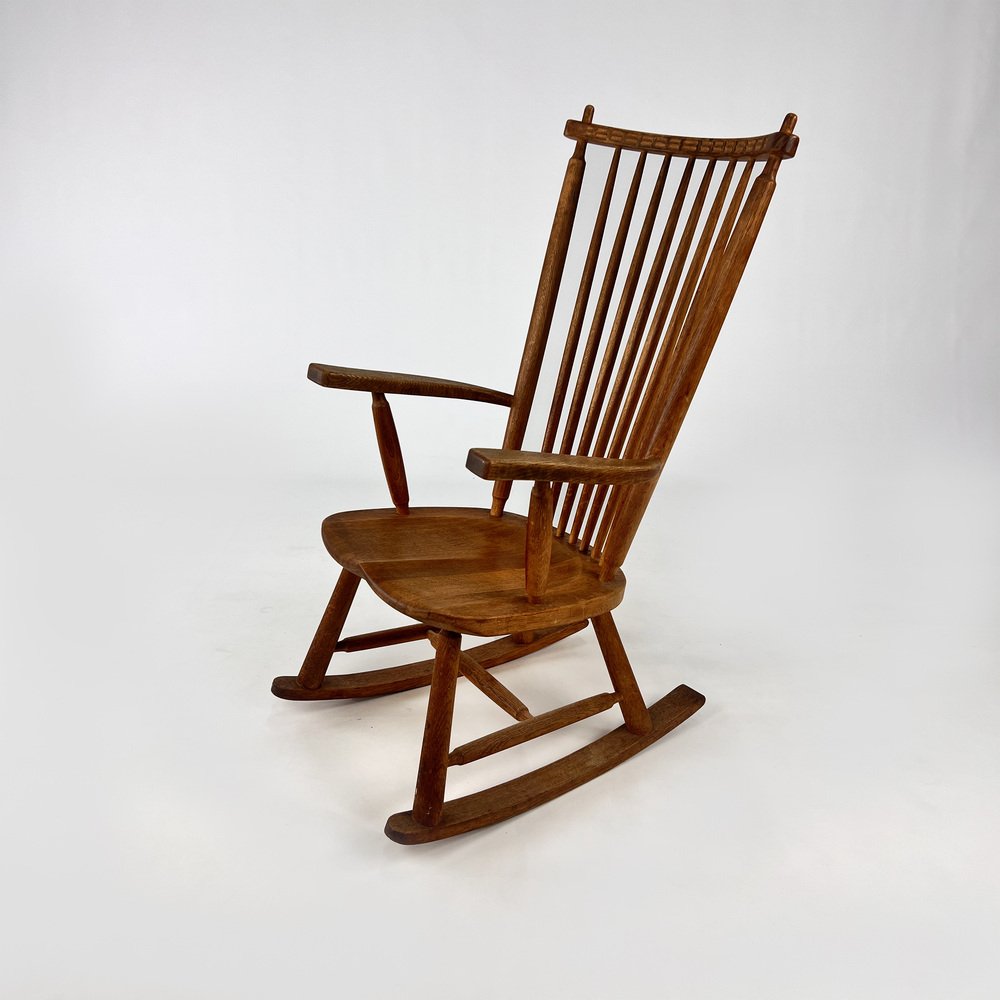 Mid-Century Massive Oak Rocking Chair, 1960s for sale at Pamono