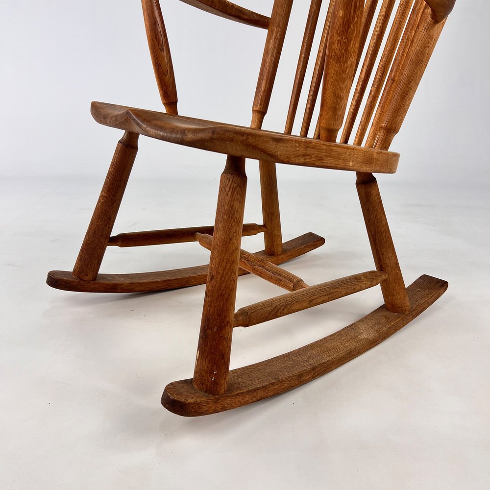 Mid-Century Massive Oak Rocking Chair, 1960s for sale at Pamono