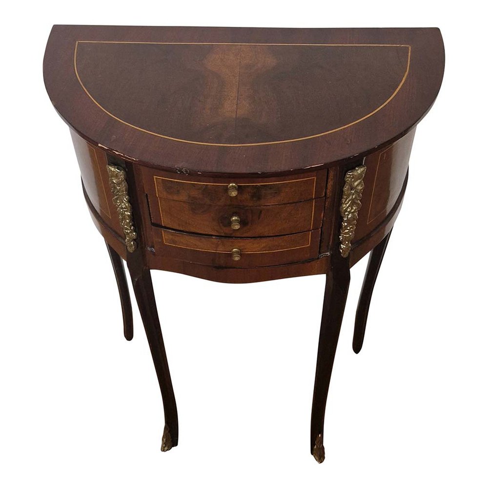 Half-Moon Console Table with Three Drawers., 1980s for sale at Pamono