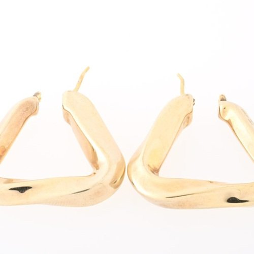 Gold Twisted Triangle Hoop Earrings from Bottega Veneta, Set of 2 for ...