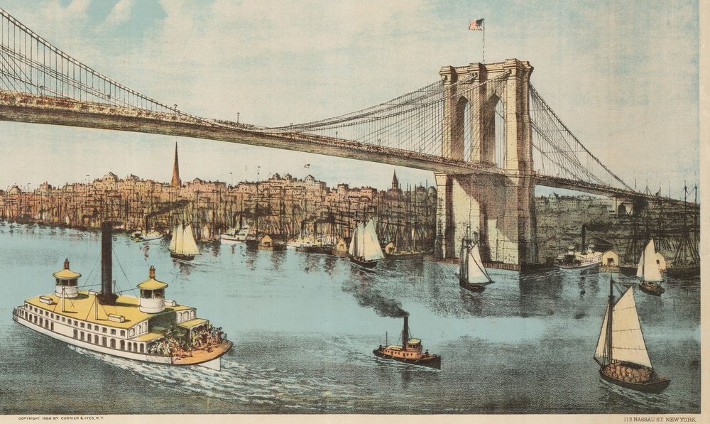 Large View of the Newly-Completed Brooklyn Bridge Poster for sale at Pamono