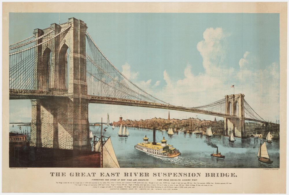 Large View of the Newly-Completed Brooklyn Bridge Poster for sale at Pamono
