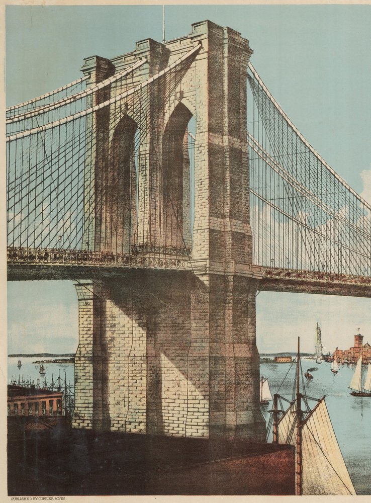 Large View of the Newly-Completed Brooklyn Bridge Poster for sale at Pamono