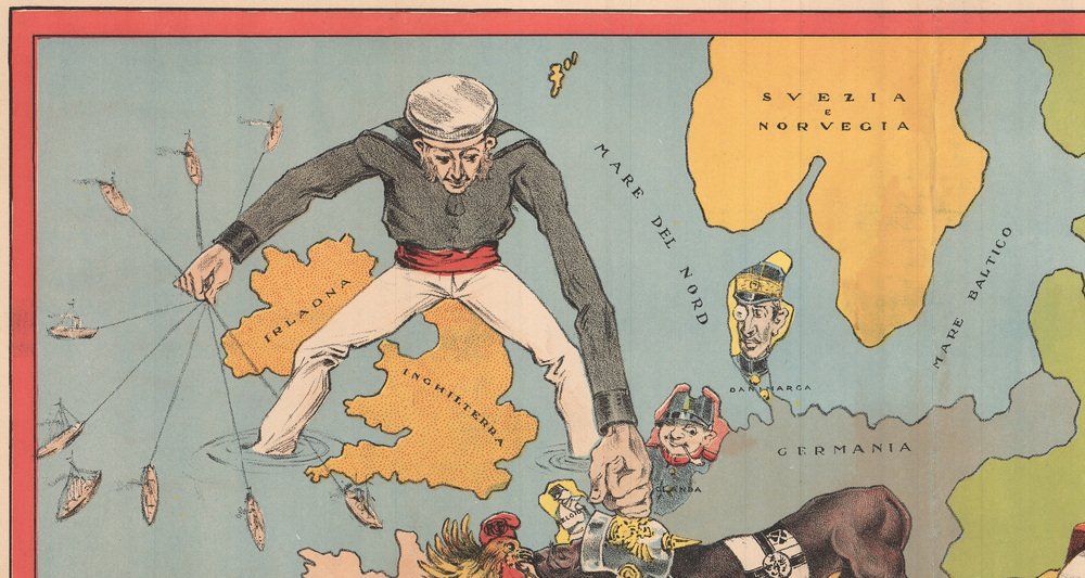Italian Serio-Comic Map of Europe During the Great War, 1890s for sale ...