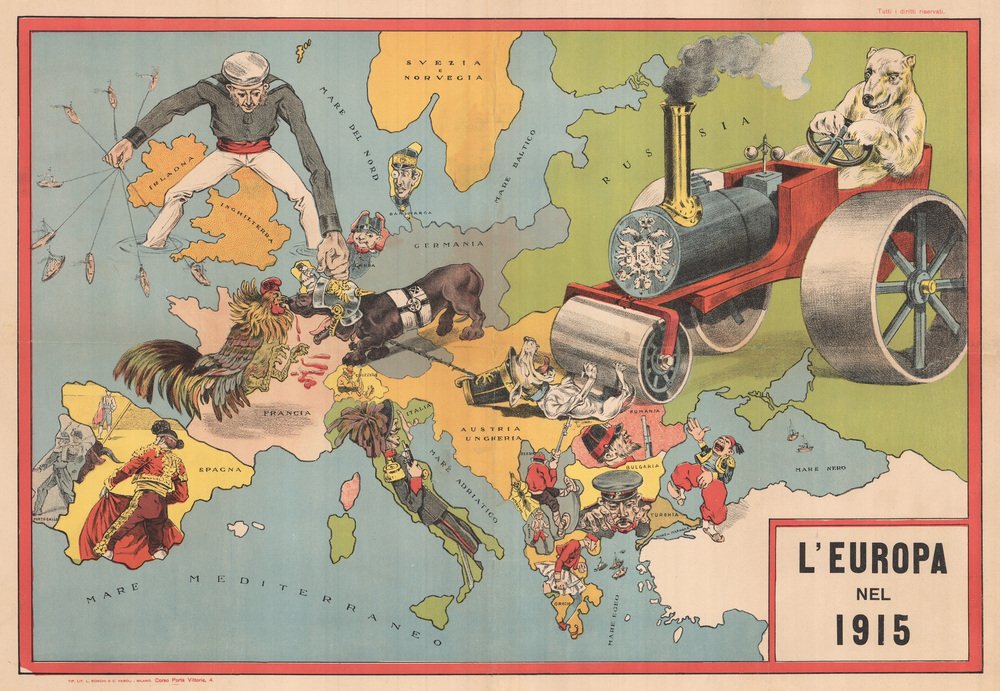 Italian Serio-Comic Map of Europe During the Great War, 1890s for sale ...