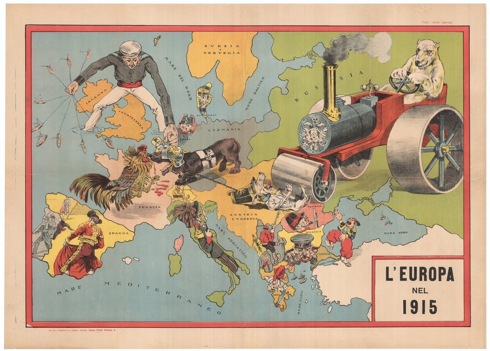 Italian Serio-Comic Map of Europe During the Great War, 1890s for sale ...