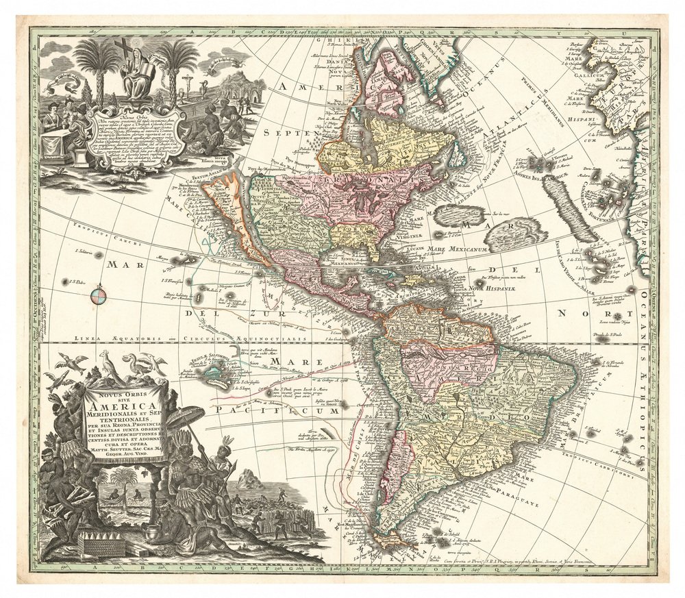 Map of The Americas with California as an Island, 1700s for sale at Pamono