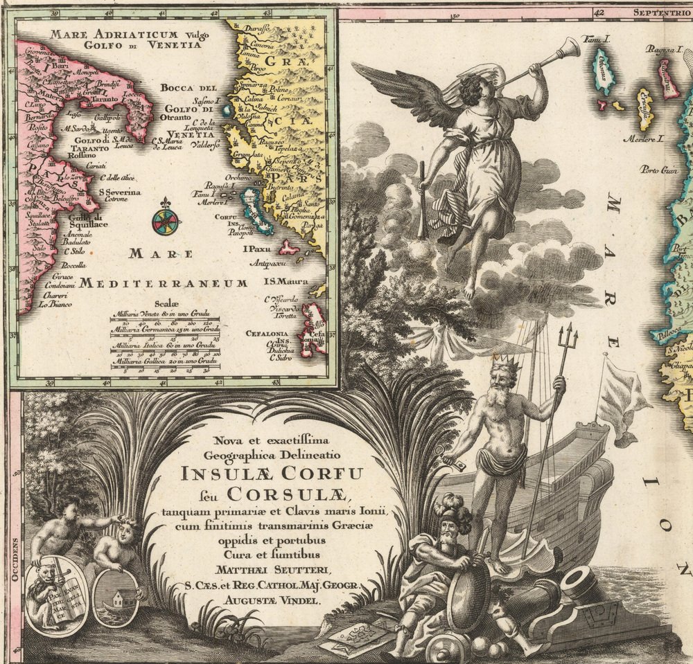 18th Century Map of Corfu in Original Colour for sale at Pamono