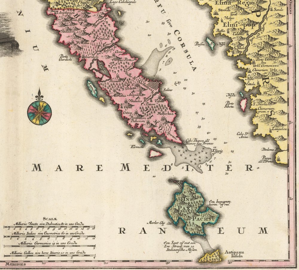 18th Century Map of Corfu in Original Colour for sale at Pamono