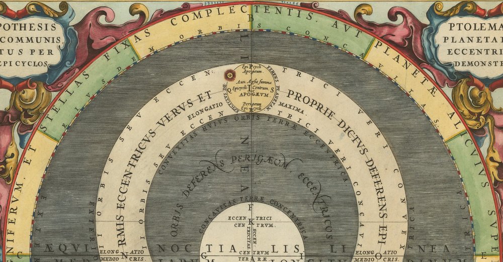 17th Century Celestial Chart Showing the Ptolemaic Planetary Orbits for ...