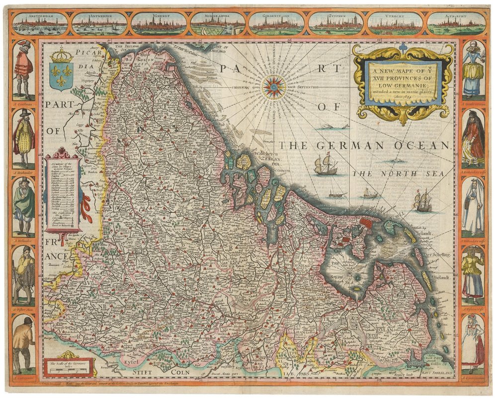 Classic Carte-À-Figure Map of the Netherlands & Belgium for sale at Pamono