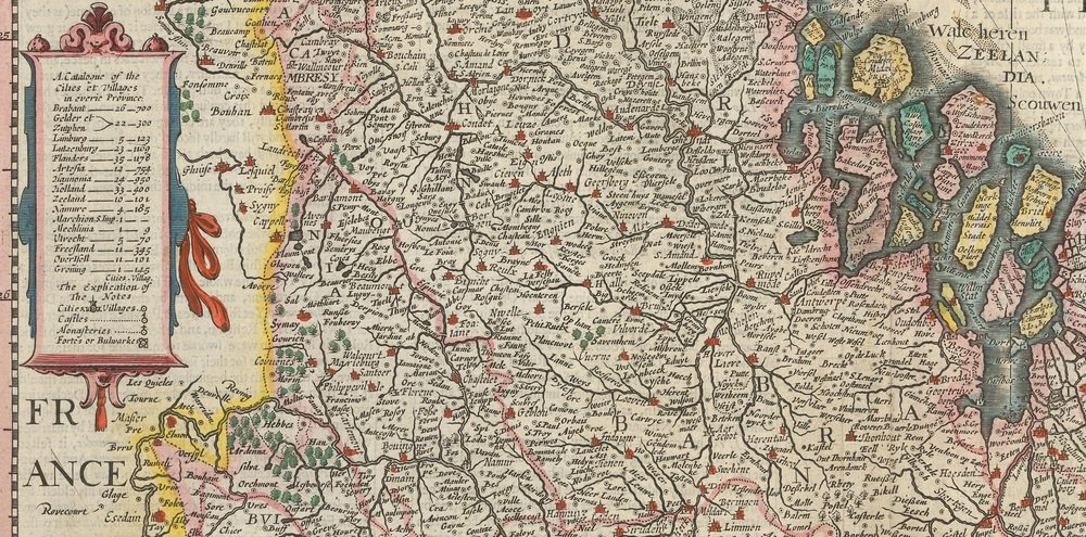 Classic Carte-À-Figure Map of the Netherlands & Belgium for sale at Pamono