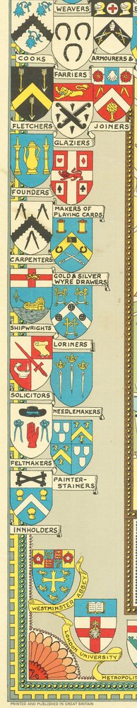 Colourful Map of the History of London, 1970s for sale at Pamono