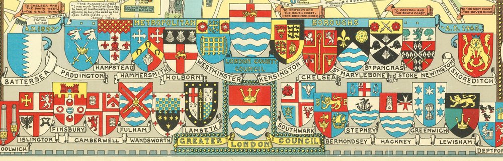 Colourful Map of the History of London, 1970s for sale at Pamono