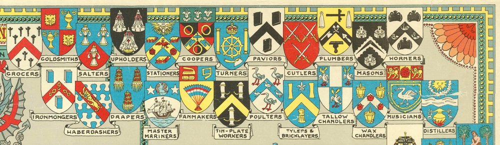 Colourful Map of the History of London, 1970s for sale at Pamono