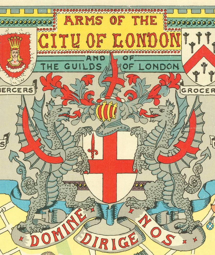 Colourful Map of the History of London, 1970s for sale at Pamono